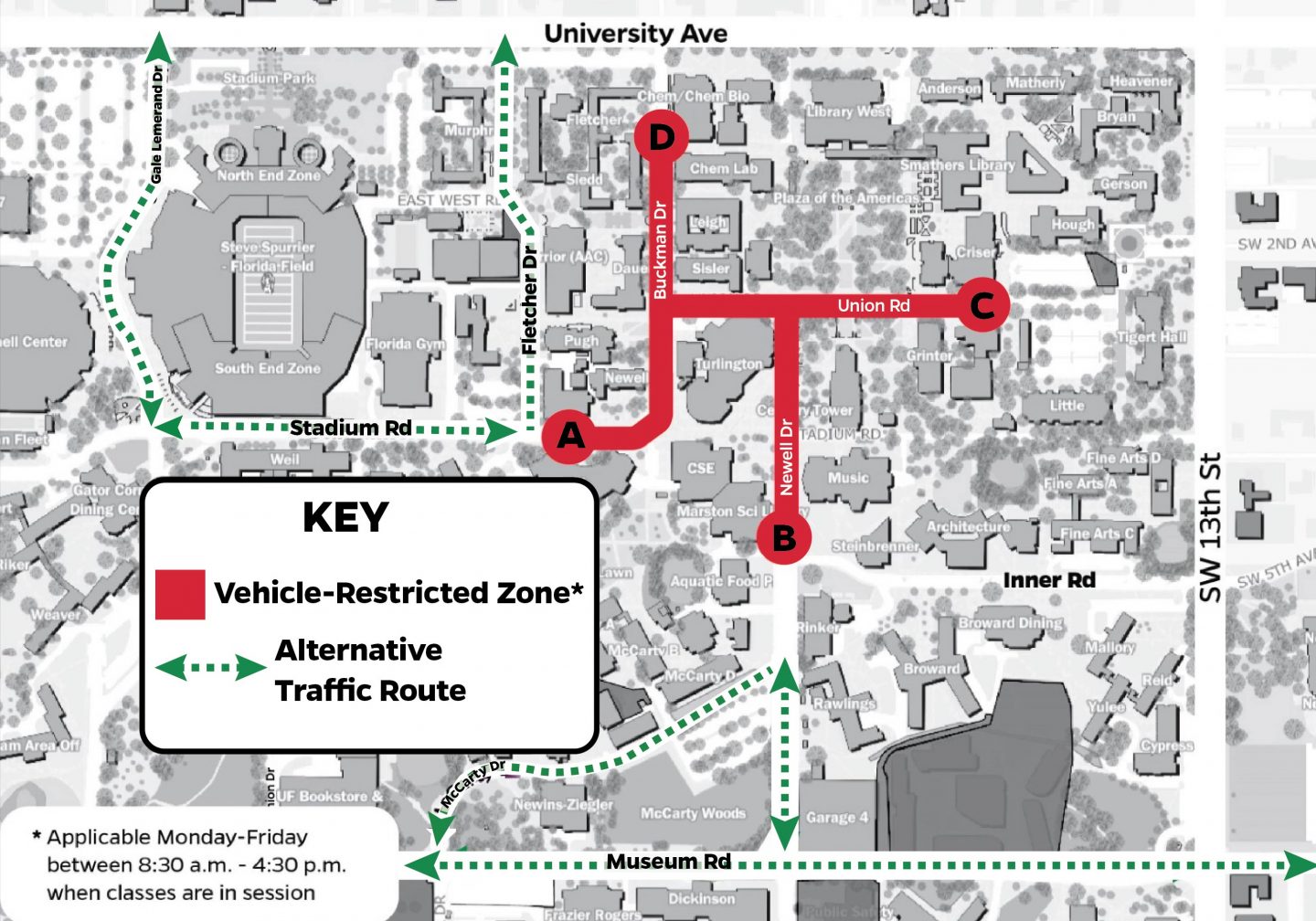 Vehicle-restricted zone – Frequently Asked Questions – UF Business Affairs